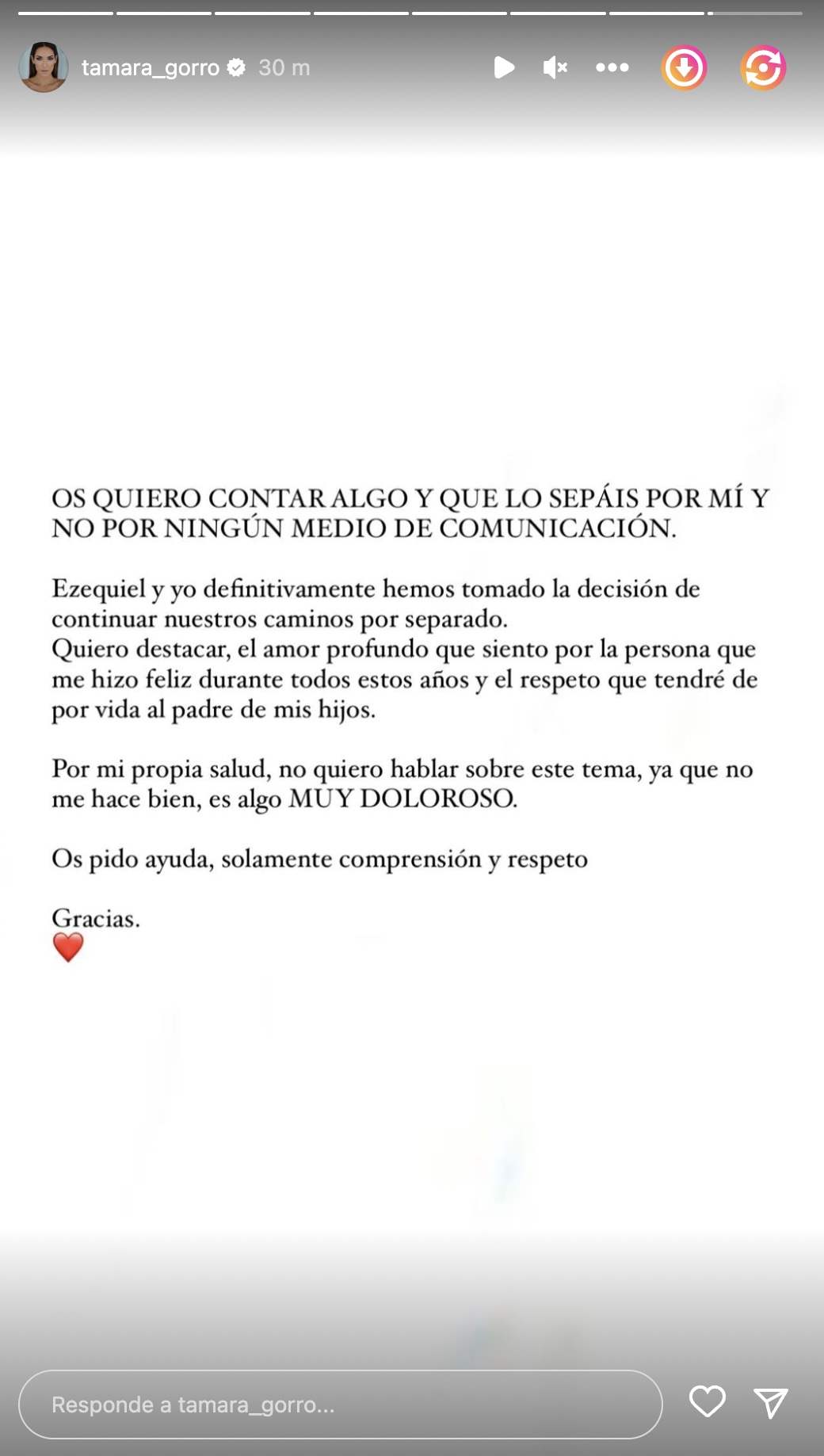 Tamara Gorro anuncia con tristeza y dolor su separación definitiva de ...