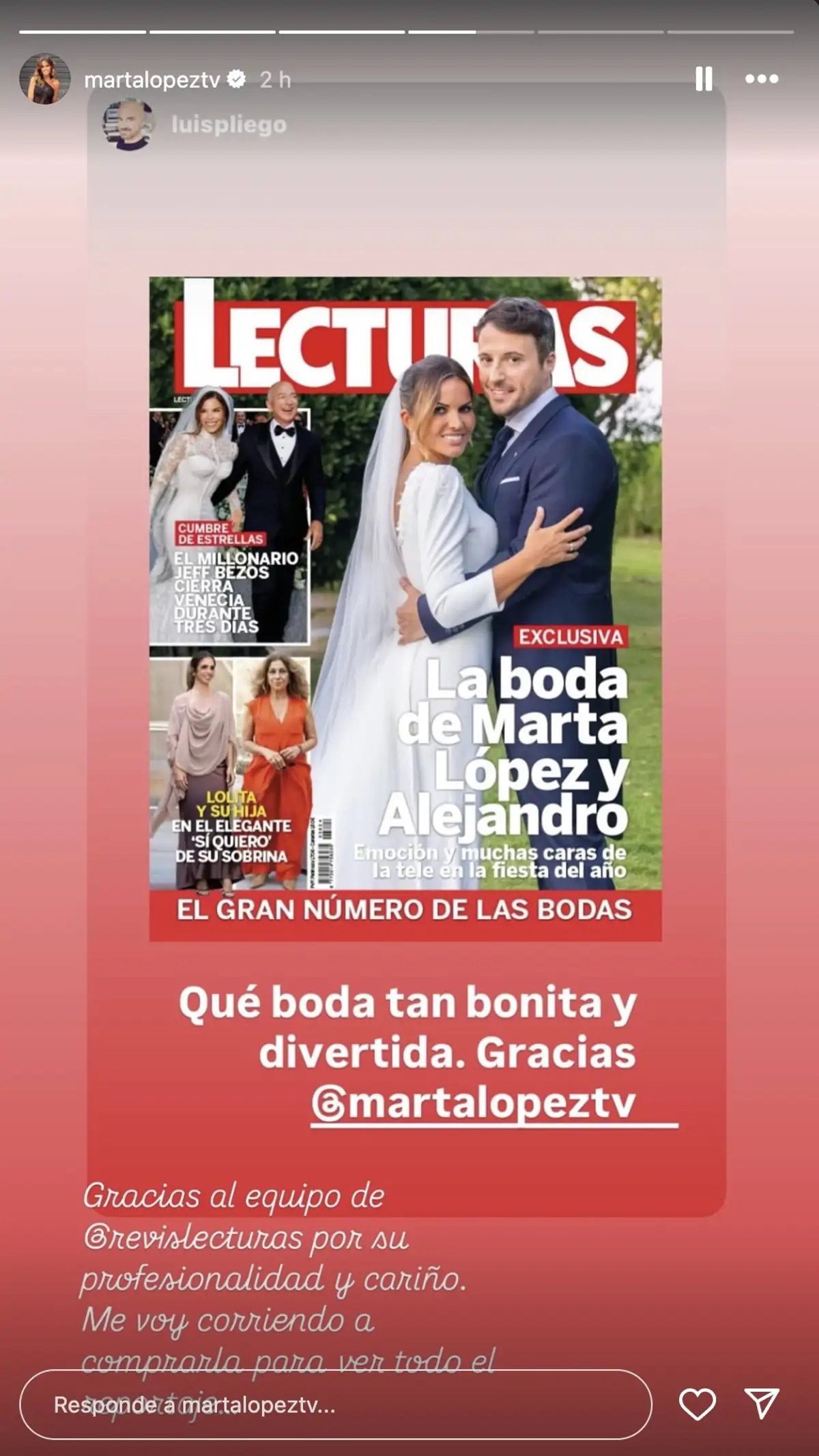 El espectacular reportaje de la boda de Marta López solo en la revista ...