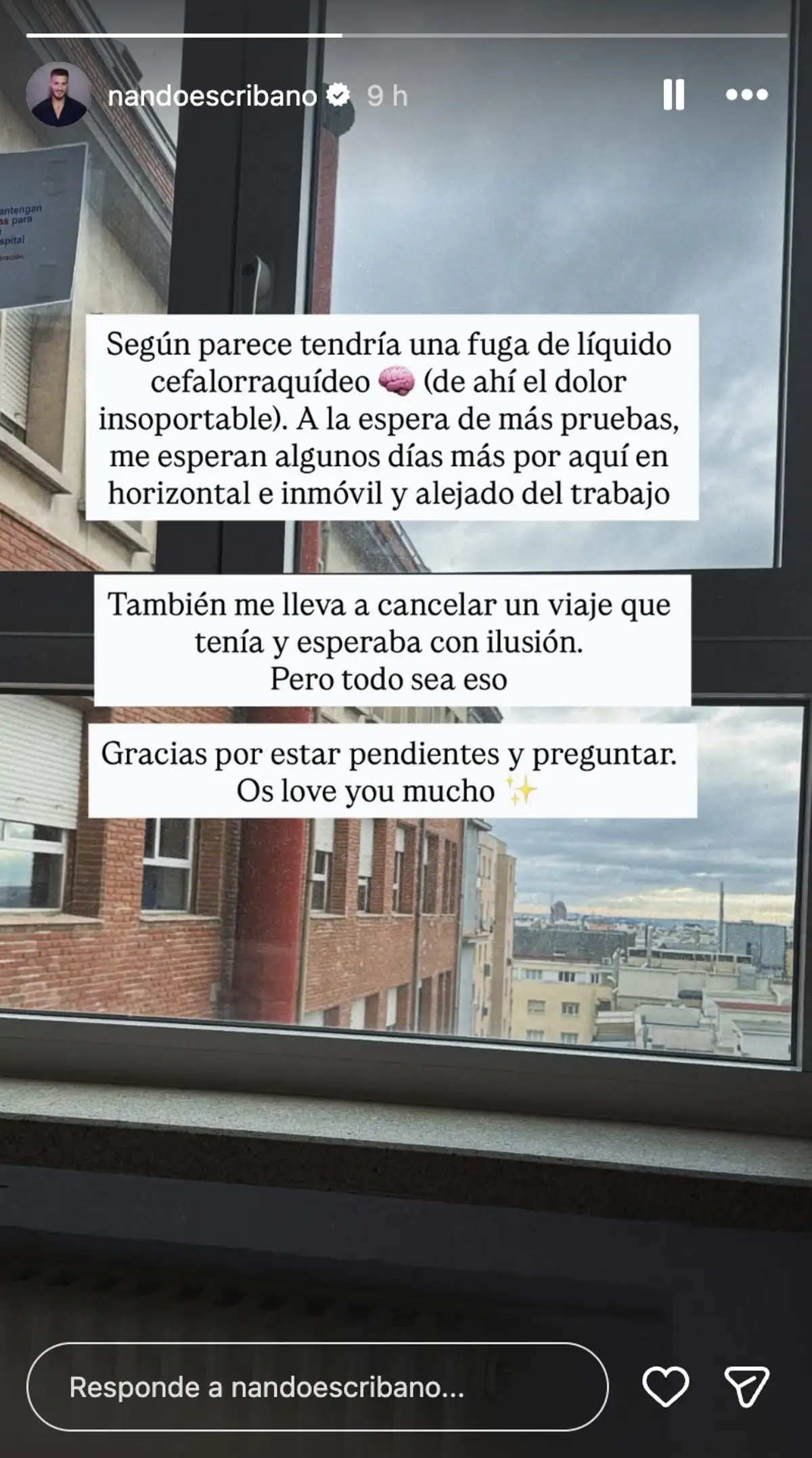 Nando Escribano confirma el diagnóstico médico tras varios días ...